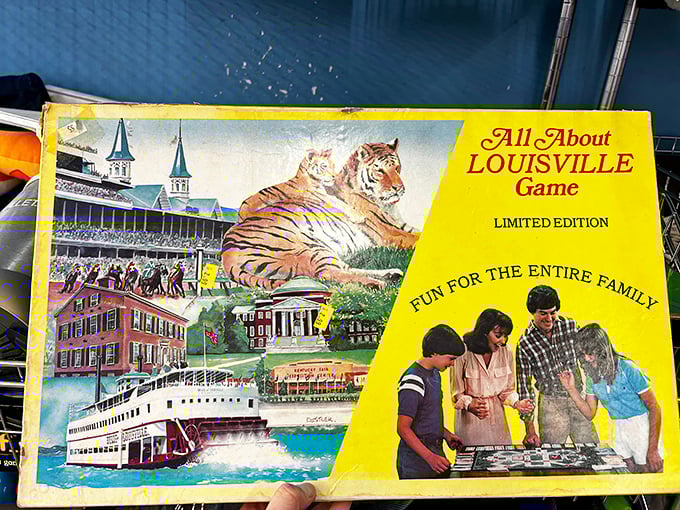 "All About Louisville"—a vintage board game that's both nostalgic treasure and perfect souvenir for visitors seeking local flavor.
