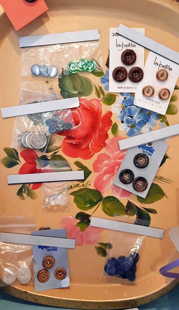 Button, button, who's got the buttons? Crafters rejoice at these vintage and new notions, perfect for breathing life into tired garments.