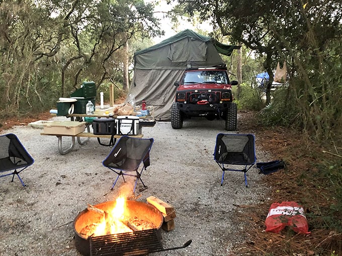 Glamping goes coastal. When your camping setup is nicer than some apartments, you're doing outdoor living right. 