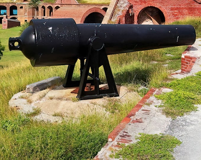 Silent sentinel: This cannon once stood ready to defend American waters but never fired a shot in battle—the military equivalent of being all dressed up with nowhere to go.