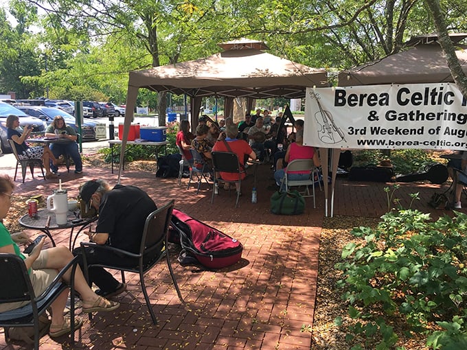 Musicians gather under tents at the Celtic Festival, proving that Kentucky and Ireland share more than just an appreciation for strong spirits.