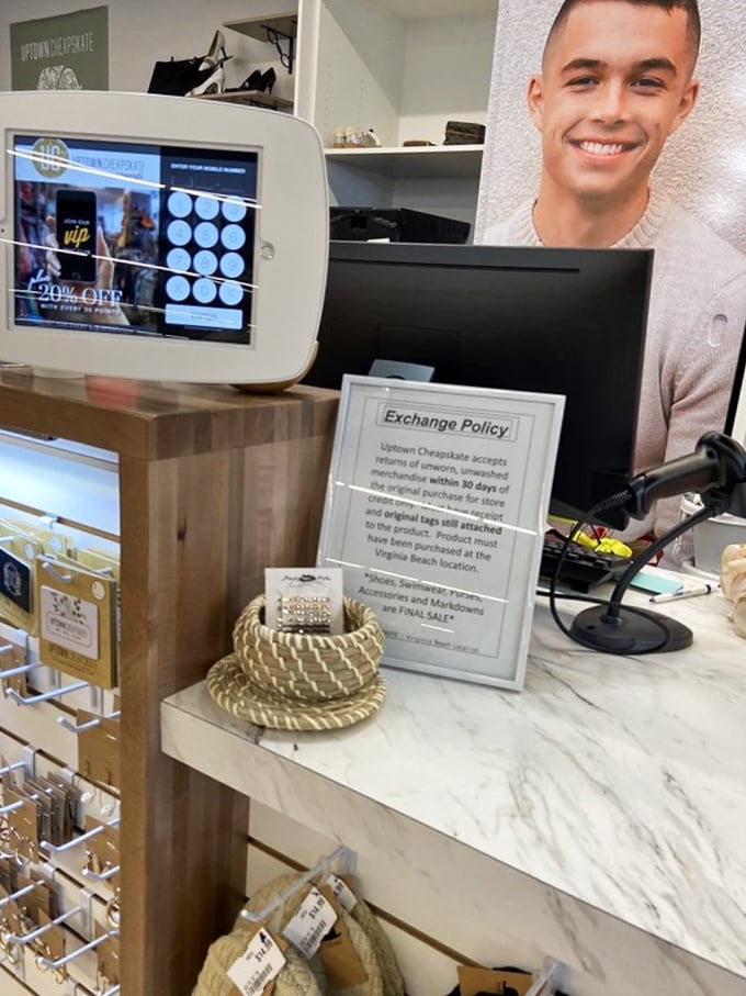 The checkout area blends technology with personal service. Modern amenities in a business built on recycling—the perfect balance.