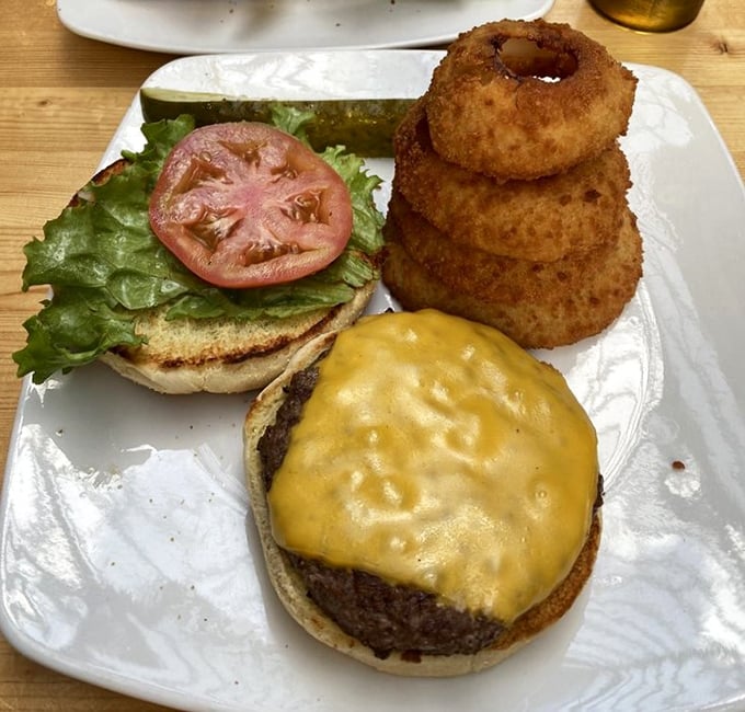 A cheeseburger that doesn't need a fancy pedigree to prove its worth—just honest ingredients speaking for themselves.