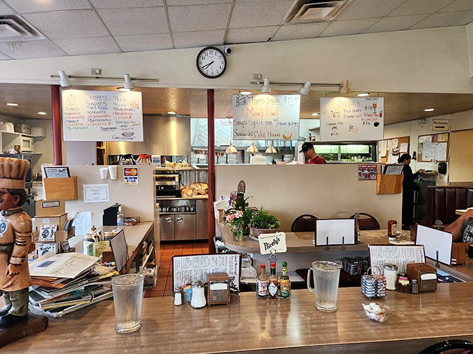 Where the magic happens—handwritten specials on whiteboards and the gentle clatter of plates signal good things coming from the kitchen.