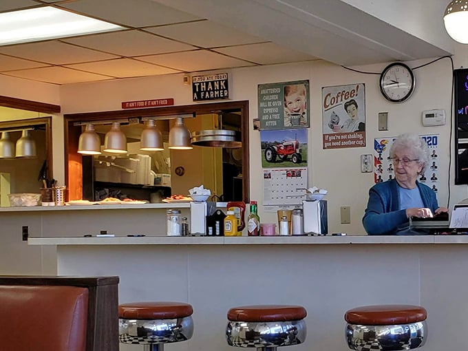 The counter where magic happens. Those vintage stools have supported generations of Kansans waiting for their breakfast fix.