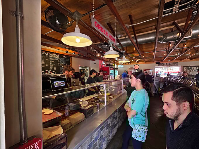 Where BBQ magic happens—the counter service setup that stands between you and smoked meat nirvana.