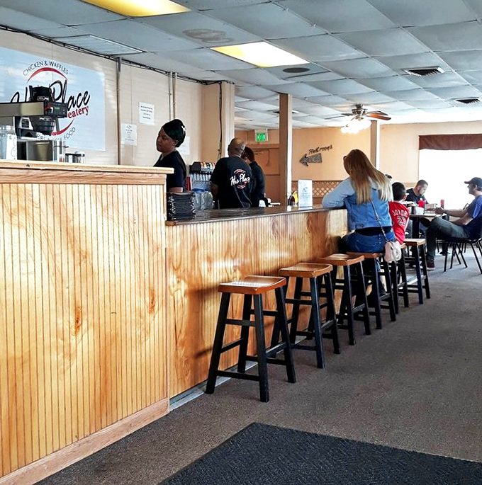 Pull up a stool at the counter for a front-row seat to the soul food show—casual, comfortable, and completely satisfying.