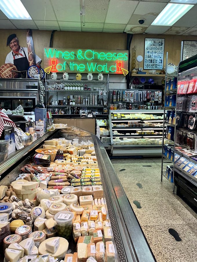 The cheese counter—where dreams are made and diets go to die. A display case that makes you question why you ever bought cheese at a supermarket.
