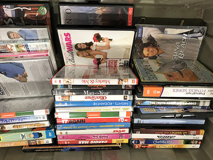 The DVD section: a time capsule of entertainment history where "Bridesmaids" sits next to "The Sound of Music." Physical media nostalgia at its finest.