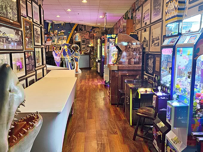 Part museum, part restaurant, all fun. Cooper's collection of memorabilia and arcade games offers entertainment between bites. and arcade machines