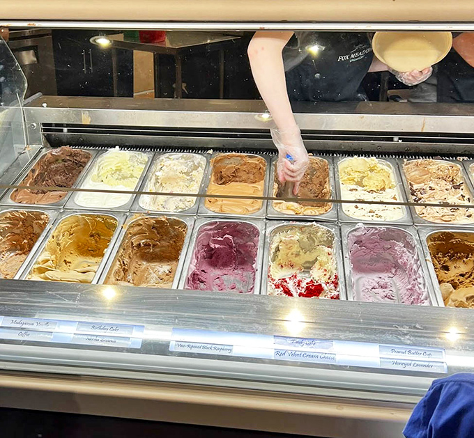 A glimpse into the ice cream laboratory where dairy dreams come true – stainless steel precision meets Pennsylvania farm freshness.