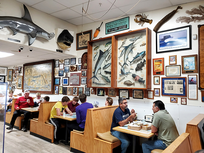 The dining room buzzes with the energy of satisfied customers, all united in the universal language of "mmm" and "pass the tartar sauce."