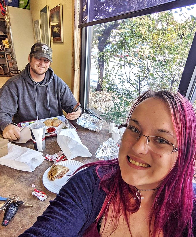 Happy customers know the secret—Dobber's pasties are worth crossing county lines for, especially when shared with friends.