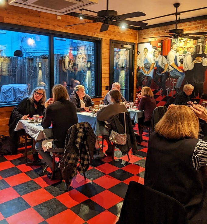 When the checkered floor matches the tablecloths, you know you're in a place that understands the harmony of good design and better food.