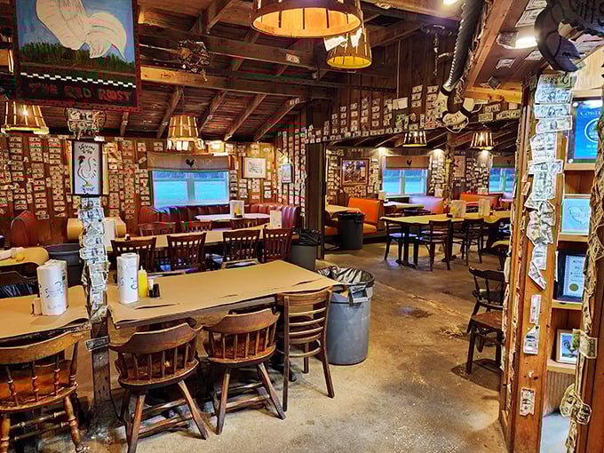 Tables waiting for hungry patrons like blank canvases await artists—soon to be masterpieces of seafood feasts and shared laughter.