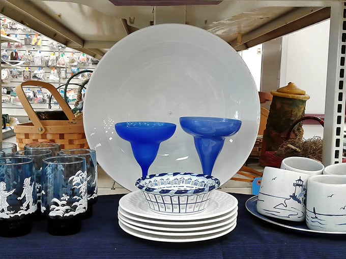 Dishware displays prove that one person's wedding registry regret becomes another's dinnertime delight.