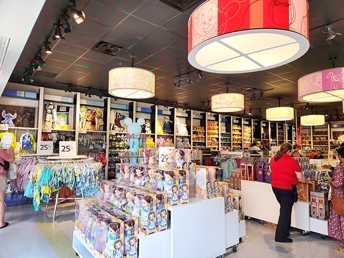 Disney retail magic where childhood dreams and parental wallets collide. Those character displays are designed by people who understand the power of "But Mommy, I NEED it!"
