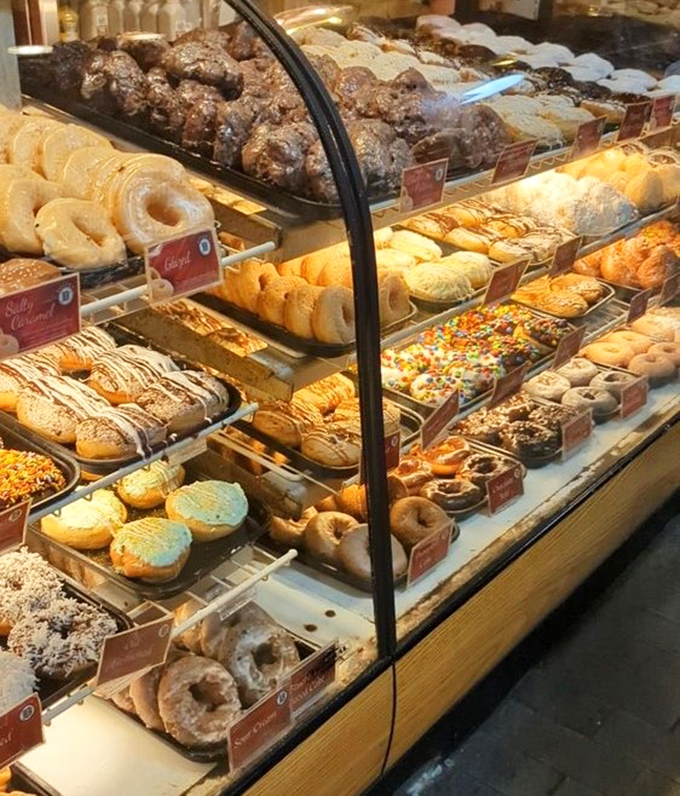The display case – where dreams come true and diets go to die. Each shelf a different chapter in the story of sweet satisfaction.