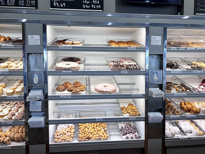 The display case is like a museum of edible art, except you're encouraged to take the exhibits home. 