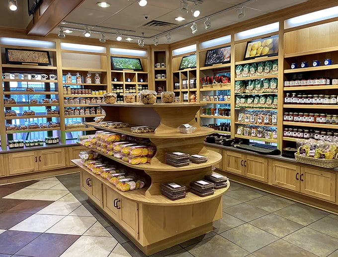The market section is where you'll find yourself saying, "I'll just browse," before leaving with three jars of jam and homemade noodles.