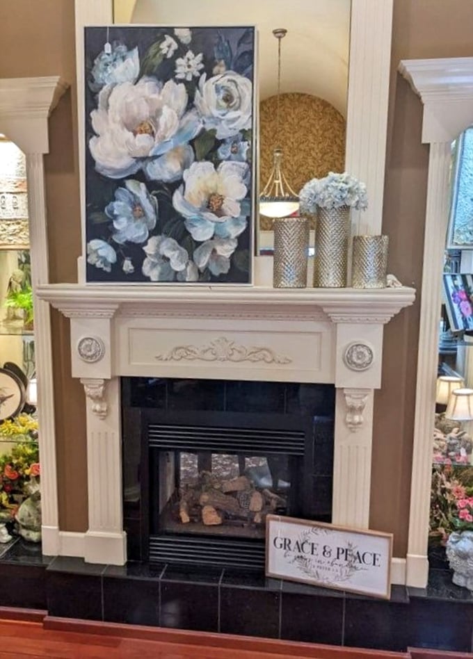 Even the fireplace exudes Southern charm and elegance. "Grace & Peace" indeed—exactly what you'll feel after an exceptional meal here.