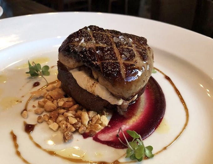This isn't just steak—it's a culinary sonnet, perfectly seared and paired with a vibrant beet reduction that makes the plate look like edible art.