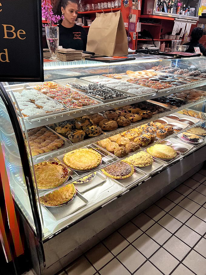 The bakery case that launched a thousand diets—and then promptly ended them. Resistance is futile when faced with this much pie potential.