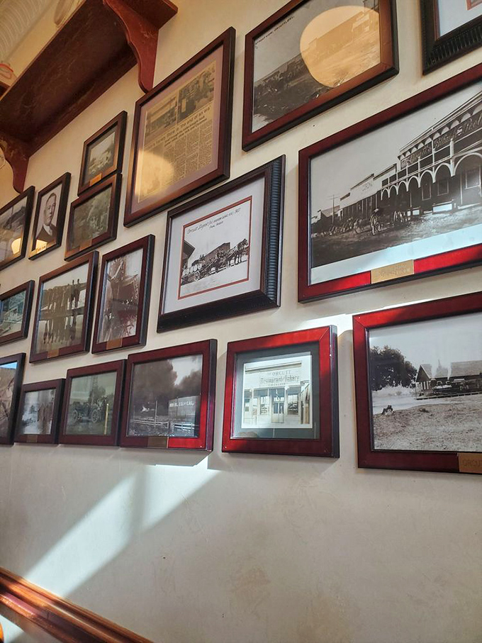 Wall-to-wall history lessons frame your meal with Orcutt's past. Each photograph tells a story, much like the plates that emerge from the kitchen.
