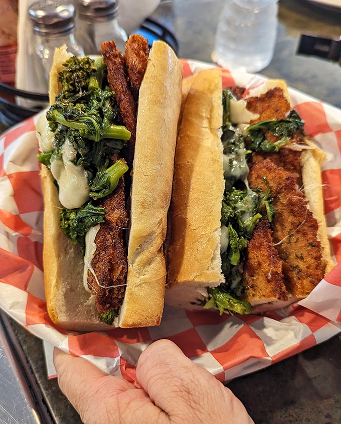 The chicken cutlet and broccoli rabe hoagie – a sandwich so perfect it should have its own theme music.