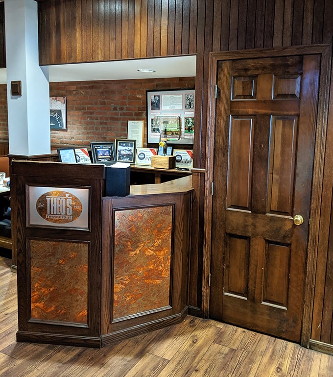 The host station's warm wood tones and vintage-inspired details set the stage for the unpretentious culinary journey that awaits.