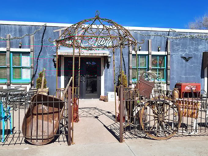 Junk & Java's whimsical entrance proves one person's junk is another's treasure – especially when coffee is involved in the bargain.