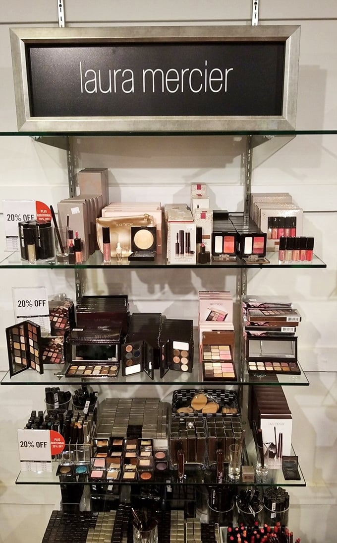Laura Mercier's makeup display offers the tools to either subtly enhance your features or completely reinvent yourself—all at 20% off retail.