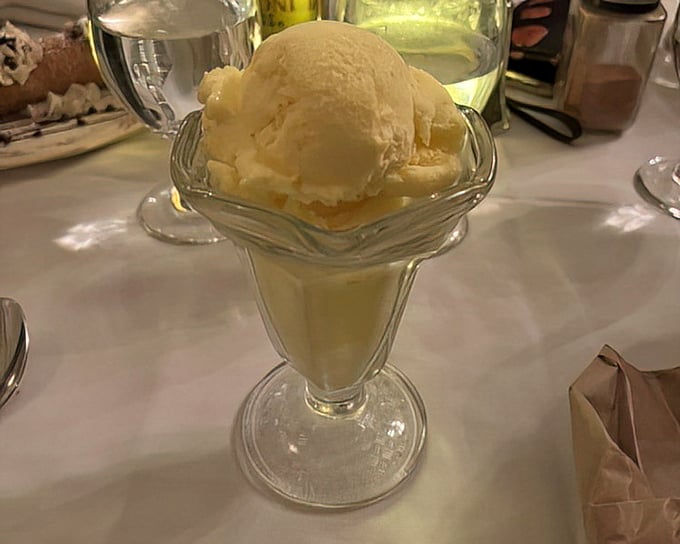 Lemon sorbet served in a classic glass coupe—the palate cleanser equivalent of hitting the reset button on your taste buds' day.