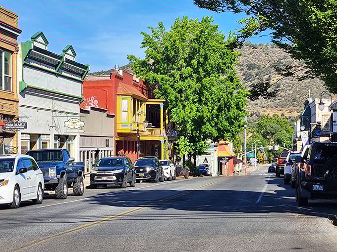 Colorful storefronts line Miner Street like a box of vintage candies, each one offering a different flavor of small-town entrepreneurship.