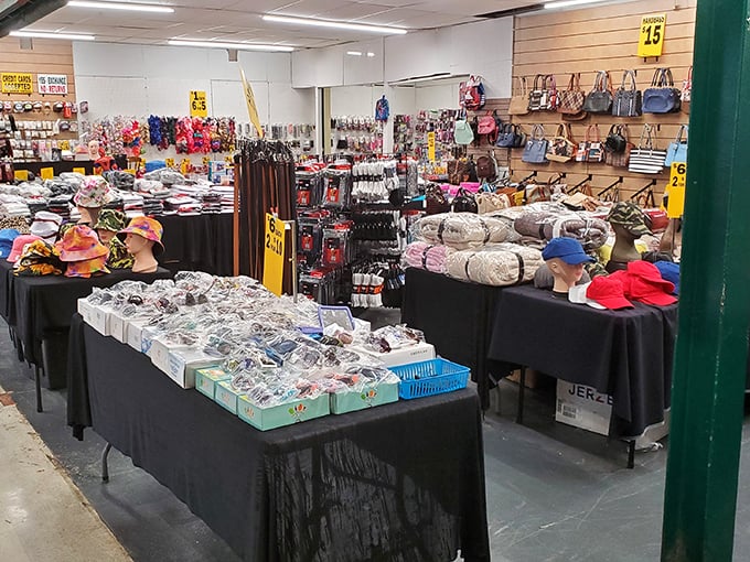 Mixed merchandise creating shopping adventures where discovery happens around every corner you explore.