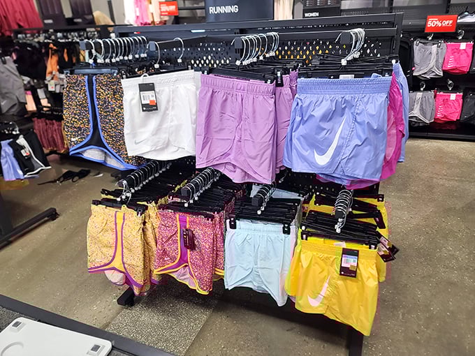 Nike's athletic wear section: where you convince yourself that new shorts will definitely improve your workout routine. The psychology of shopping at its finest.