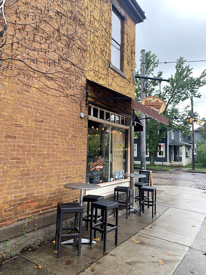 Even on a gray Ohio day, these sidewalk seats beckon—because a sandwich this good deserves fresh air and people-watching opportunities.