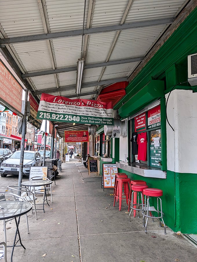 The sidewalk seating offers prime people-watching in the Italian Market—dinner and a show, South Philly style.