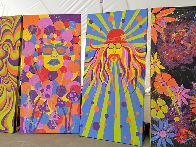 Psychedelic time travel on canvas! These groovy paintings transport you back to the '60s faster than finding a Woodstock ticket in your attic.