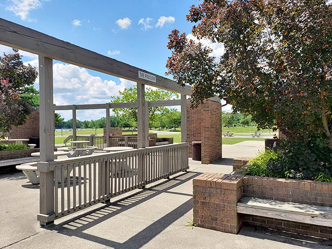 This pavilion has sheltered more family reunions than a Midwest phone book has Johnsons.