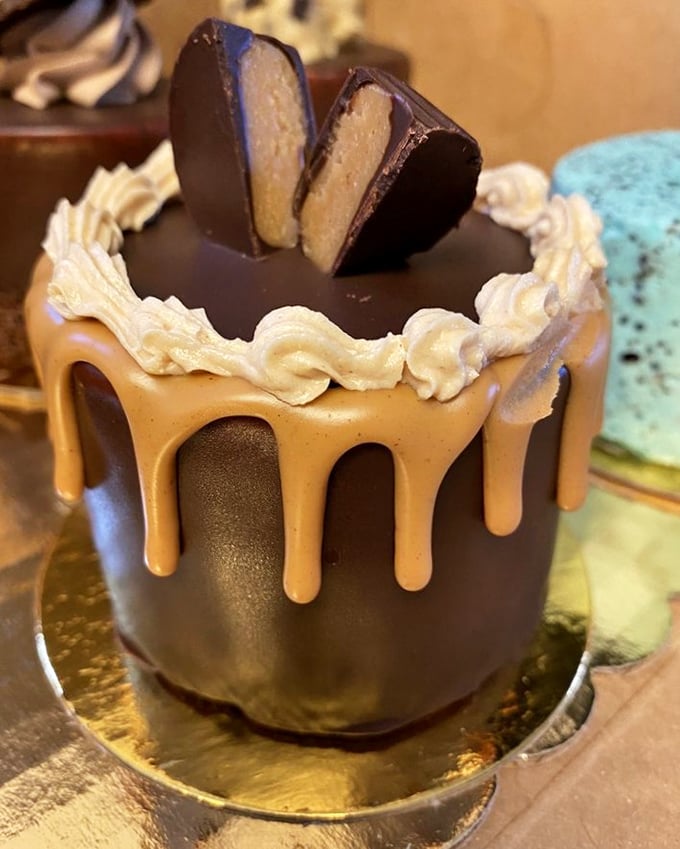 This peanut butter chocolate masterpiece isn't just a cake – it's what dreams taste like when they're having particularly delicious dreams.