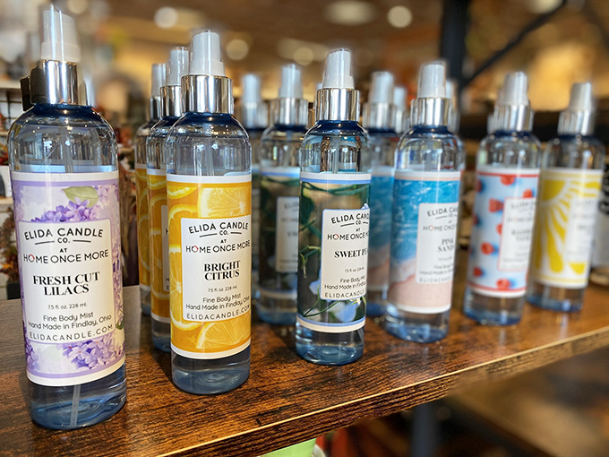 A rainbow of scents lined up like soldiers ready for aromatic battle. "Fresh Cut Lilacs" – bringing spring to your home regardless of actual season.