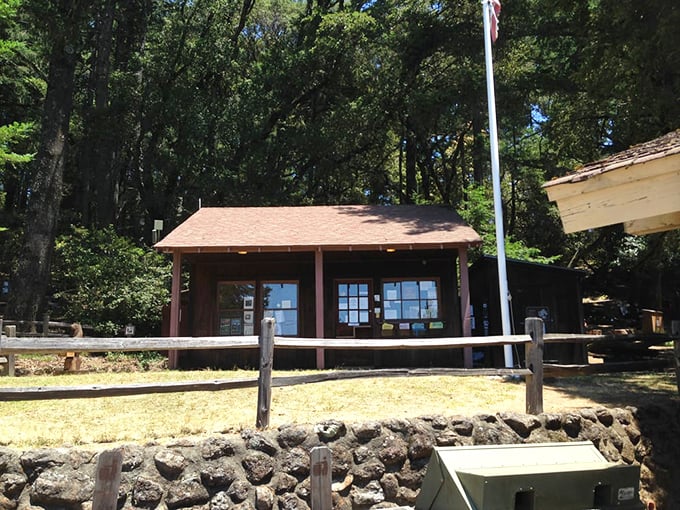 The Pantoll Ranger Station welcomes visitors with rustic charm—the park's version of a concierge desk, minus the fancy uniforms.
