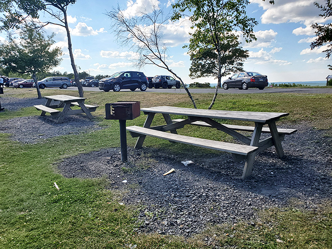 Picnic tables with a view—because sandwiches always taste better when served with a side of spectacular scenery.