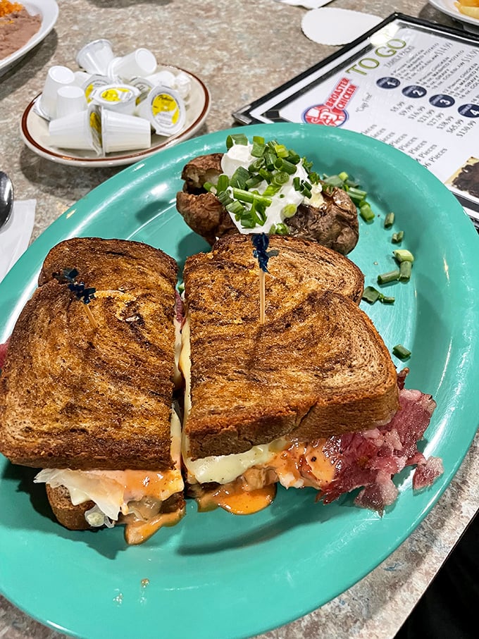 This sandwich isn't just grilled—it's been transformed. The melted cheese is making a break for freedom, and honestly, who could blame it?