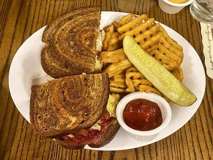 This Reuben sandwich isn't messing around. The ratio of meat to bread is exactly what sandwich dreams are made of.