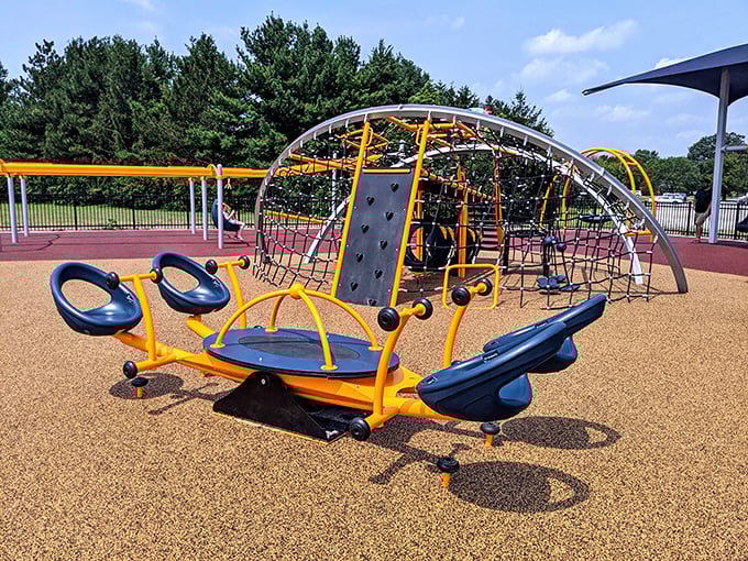 This playground isn't just equipment—it's a childhood fantasy realized in metal and plastic, where adults secretly wish they could join in.