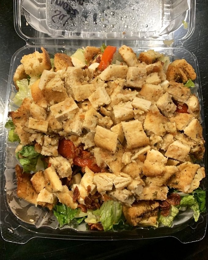 Not just a salad, but a protest against boring lunches everywhere. Those croutons aren't garnish—they're an essential textural counterpoint.