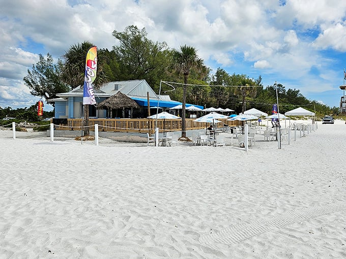 Beach bars where the sand is the carpet and the Gulf breeze is the air conditioning. Florida's version of five-star dining.