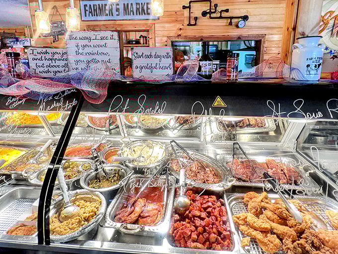 The deli case showcases tomorrow's barbecue in its pre-destined glory. Like viewing celebrities before they were famous.
